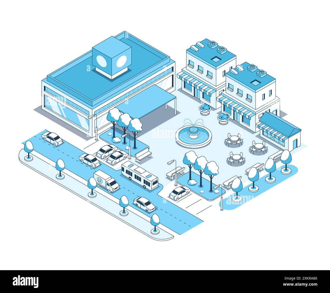 City mall and shops - vector isometric illustration Stock Vector Image ...