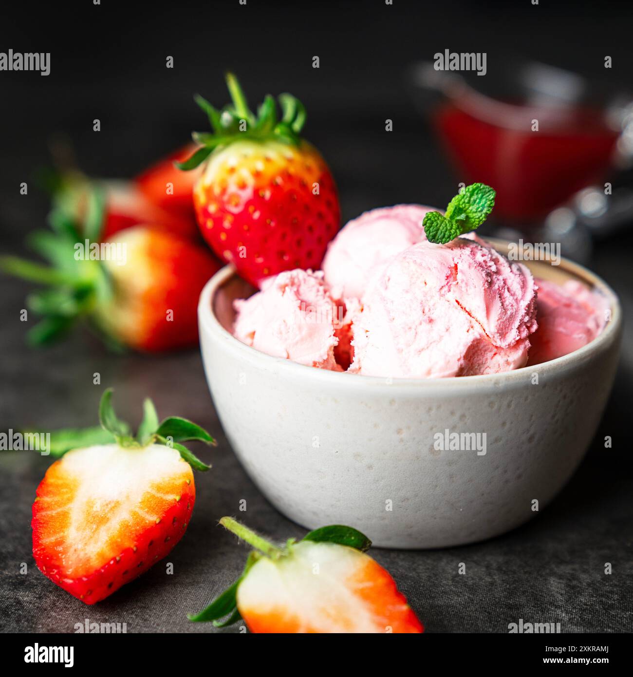 Strawberry ice cream fresh strawberries hi-res stock photography and ...
