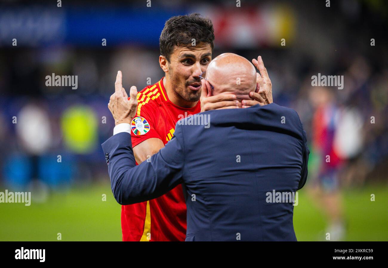 Berlin, Germany. 14th Jul 2024. Final jubilation: Rodri (ESP) Trainer ...