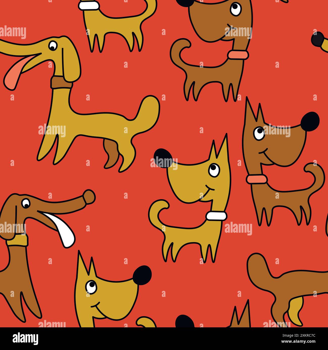 Vector seamless repeating childish pattern with cute dogs in ...