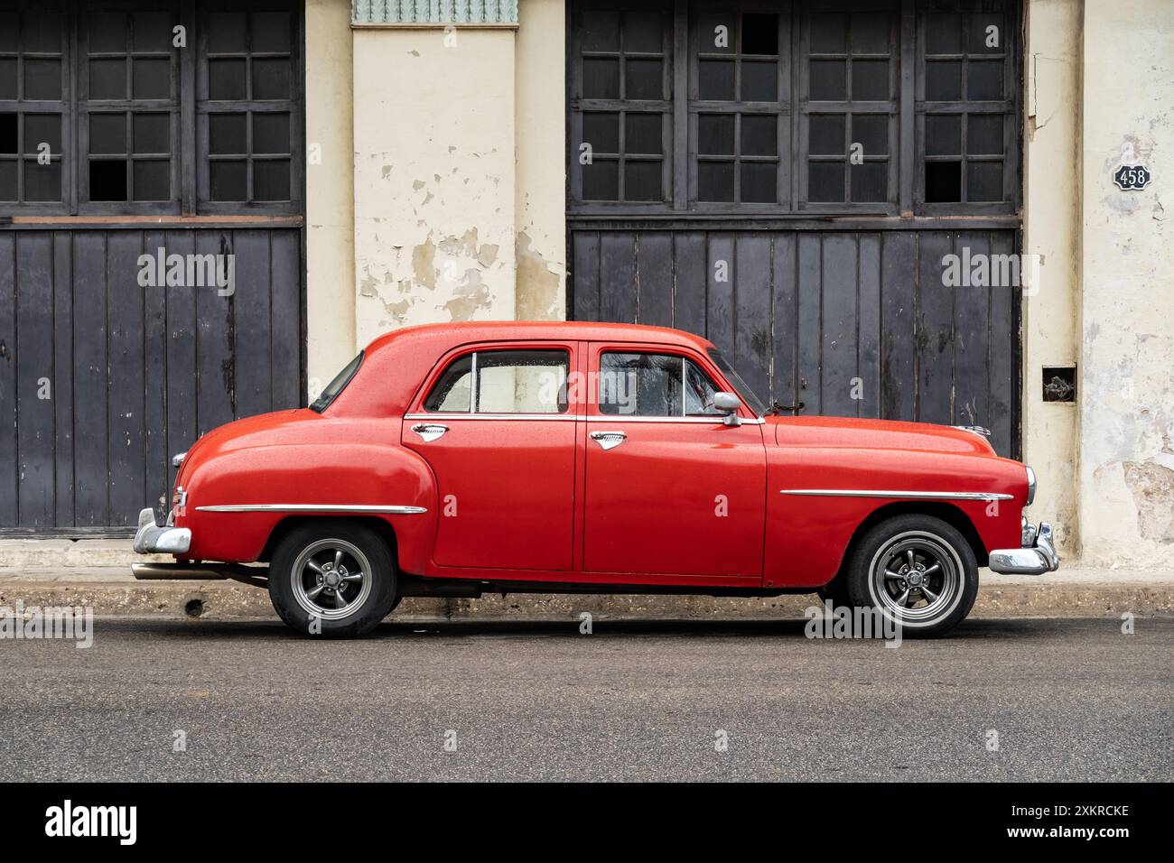HAVANA, CUBA - AUGUST 28, 2023: Side view of Plymouth Cambridge 1951 ...