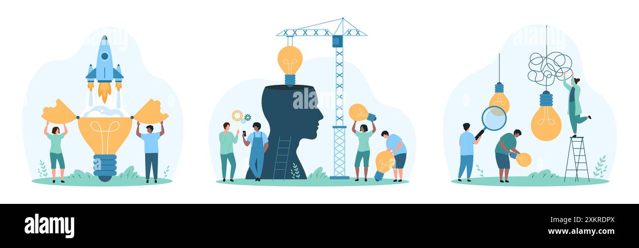 Business project launch, creative idea research and startup development ...