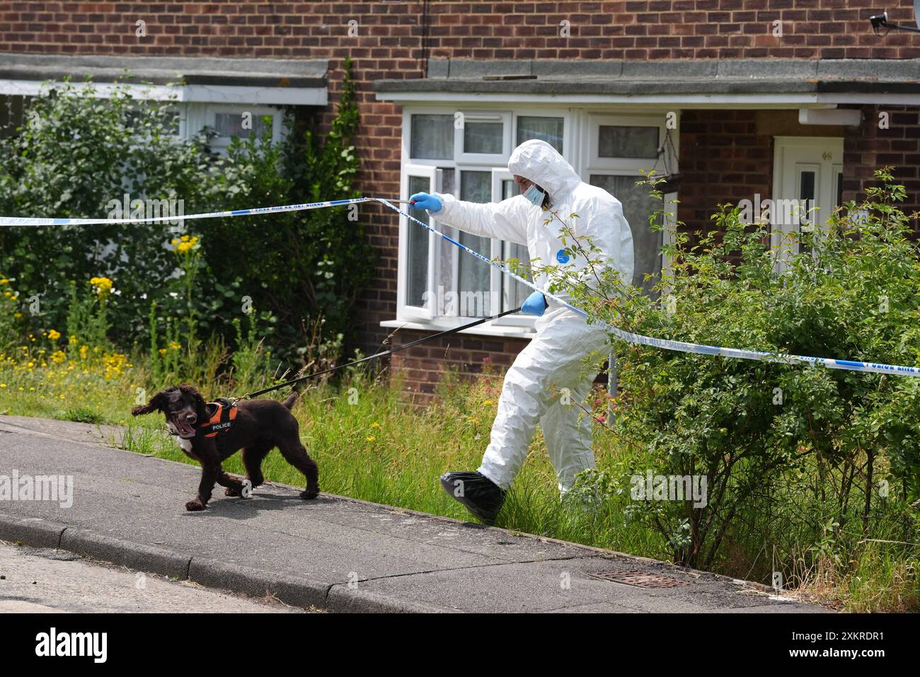 A forensic officer on Mooring Road, Rochester in Kent, where a moped ...