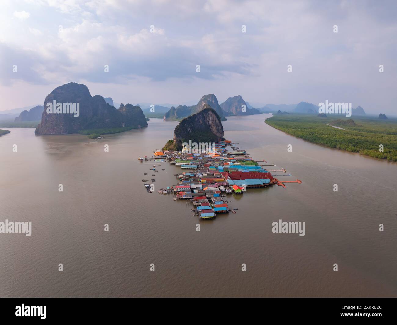 Aerial view of Panyee island in Phang Nga Thailand,High angle view ...