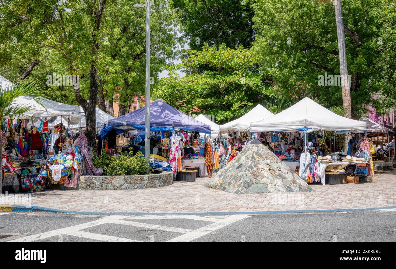 Street market in Cruz Bay on the island of St John in the US Virging ...