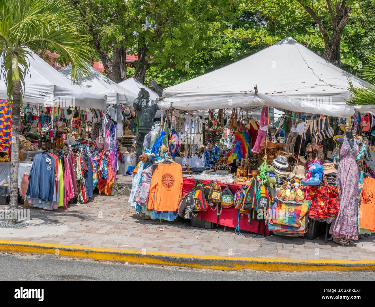 Street market in Cruz Bay on the island of St John in the US Virging ...