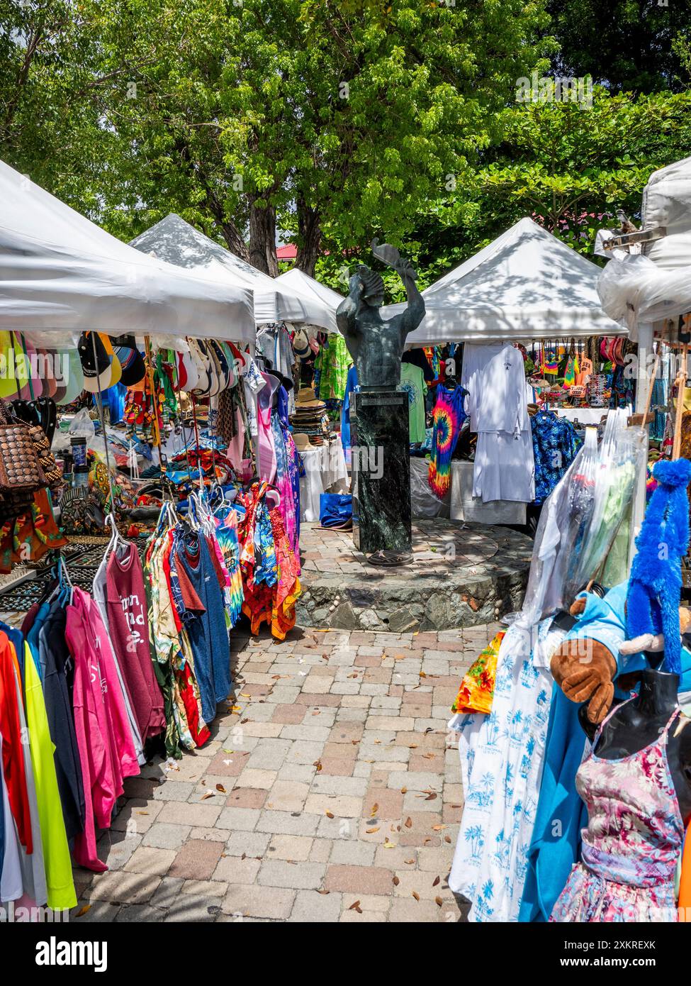 Street market in Cruz Bay on the island of St John in the US Virging ...