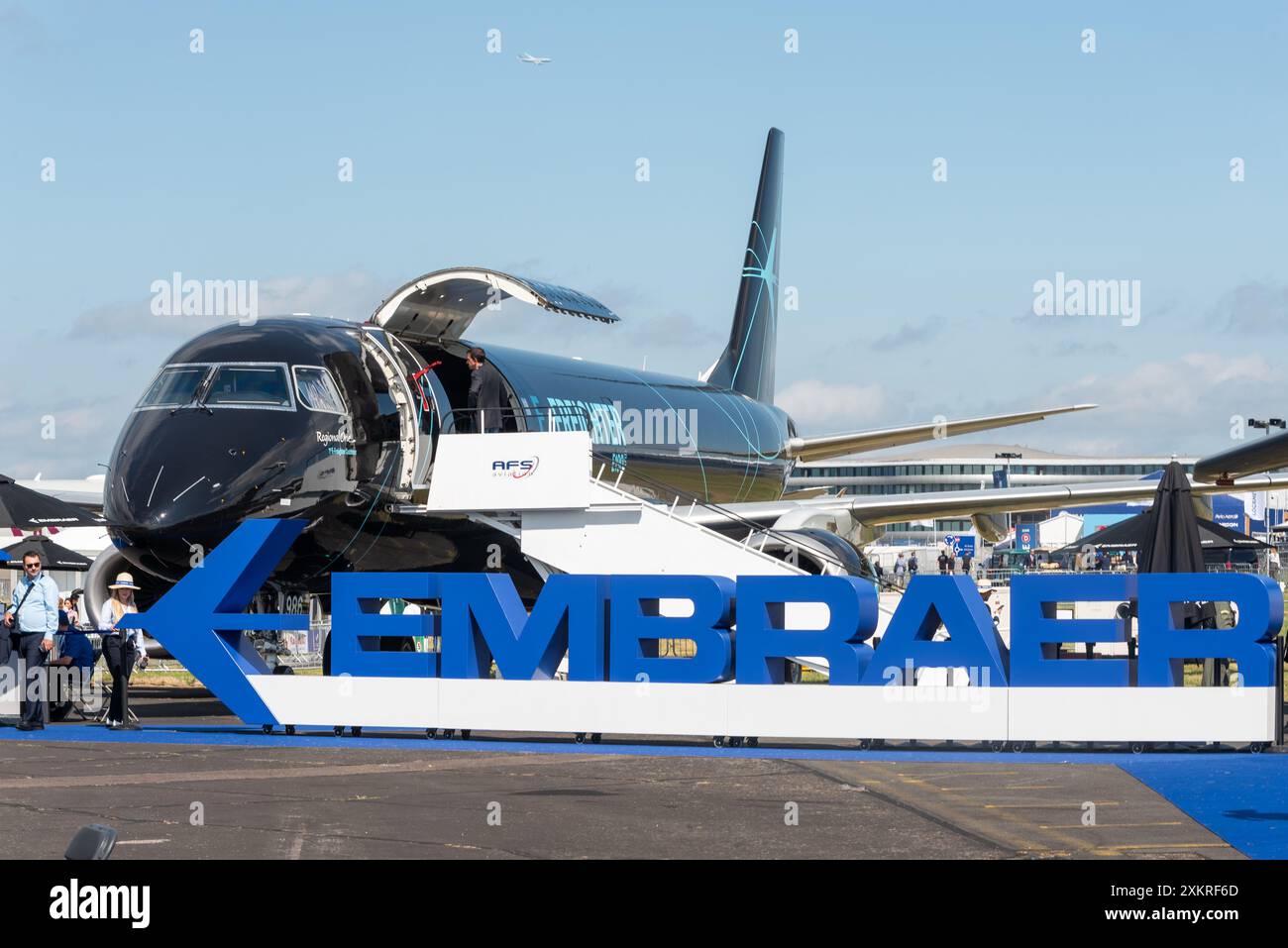 Embraer E190F E-Freighter transport cargo plane at the Farnborough ...