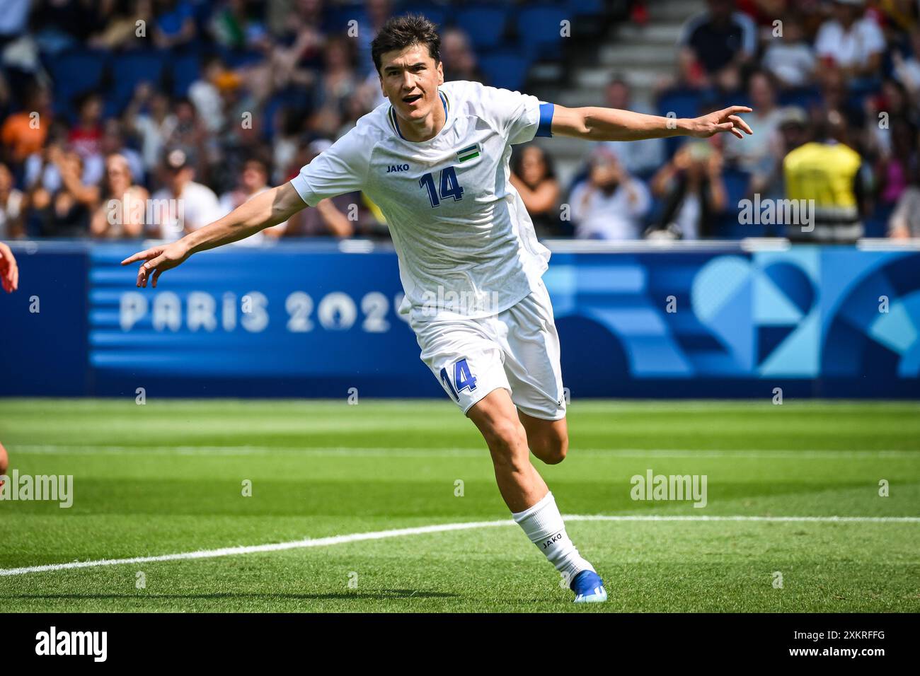SHOMURODOV Eldor of Uzbekistan celebrates his goal during the football ...