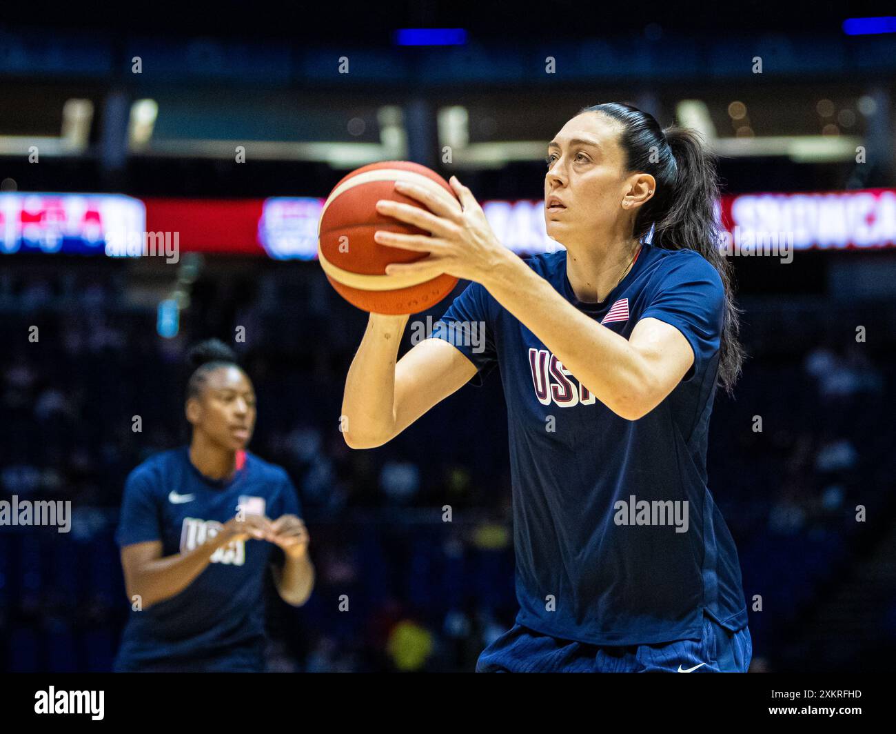 O2 Arena, UK. 23rd July, 2024. Breanna Stewart #10 for Team USA during ...