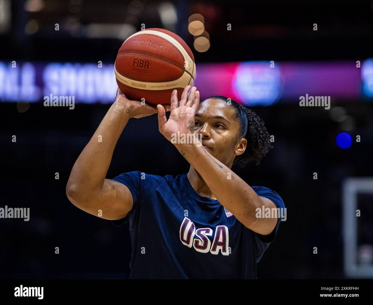 O2 Arena, UK. 23rd July, 2024. Alyssa Thomas #14 for Team USA during ...