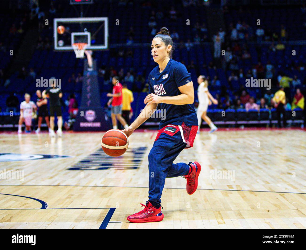 O2 Arena, UK. 23rd July, 2024. Kelsey Plum #5 for Team USA during the ...