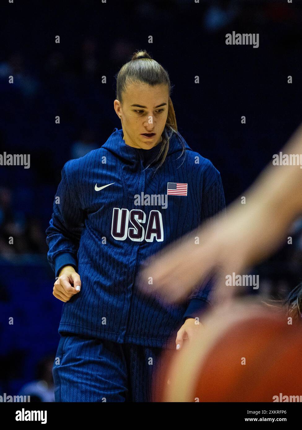 O2 Arena, UK. 23rd July, 2024. Sabrina Ionescu #6 for Team USA during ...