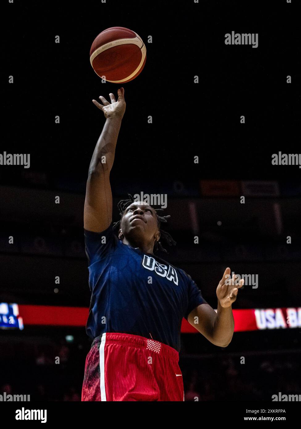 O2 Arena, UK. 23rd July, 2024. Chelsea Gray #8 for Team USA during the ...