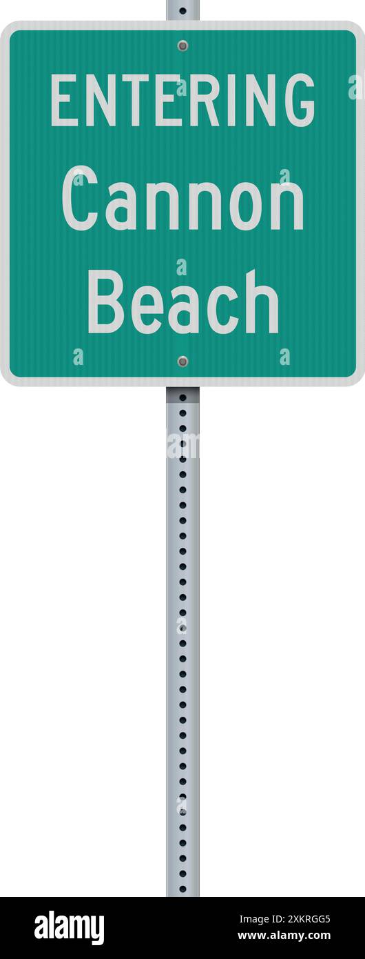 Vector illustration of the Cannon Beach (Oregon) city green entering ...