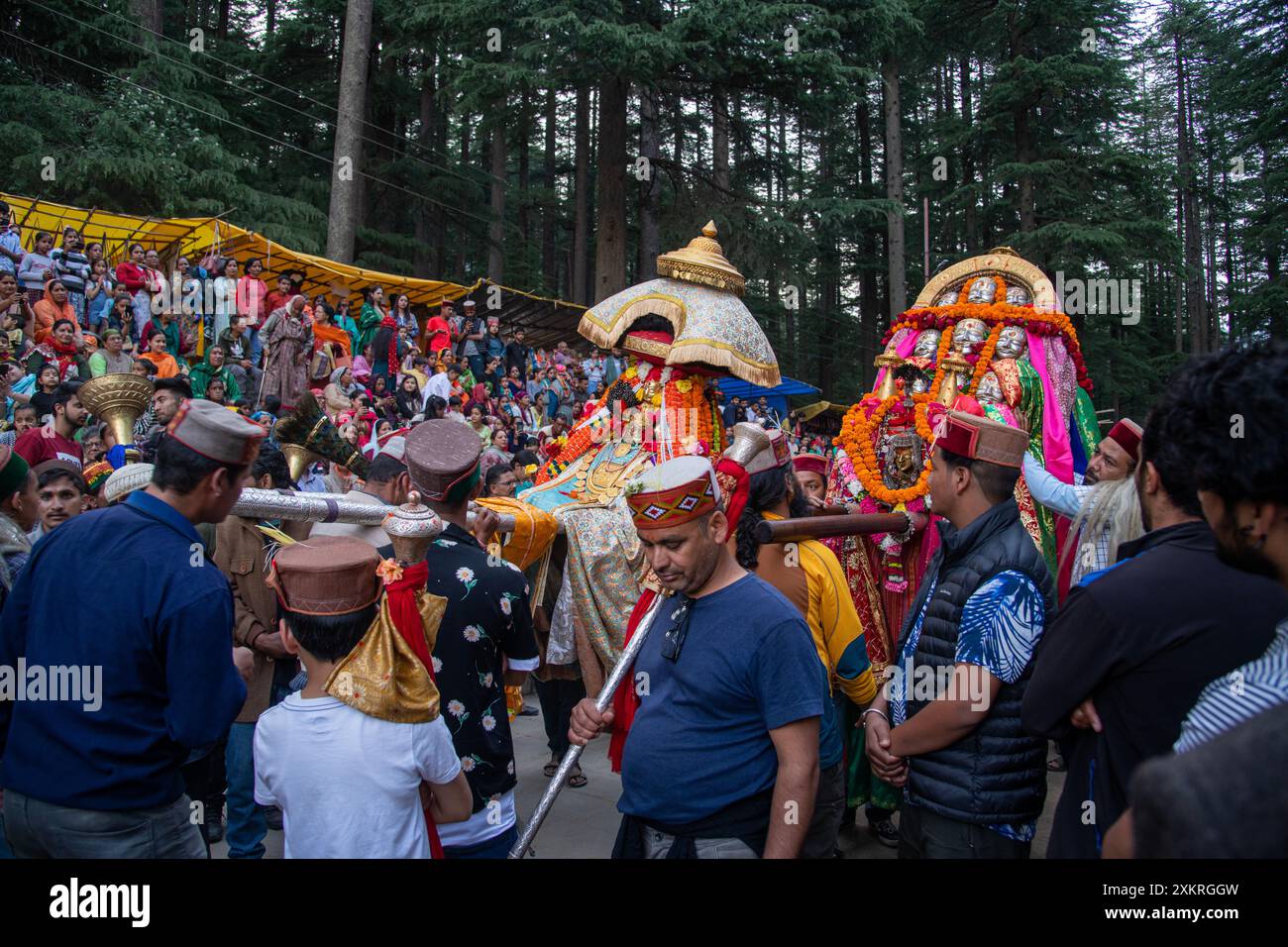 Procession of the Goddess Hadimba Devi festival at Dhungri forest ...