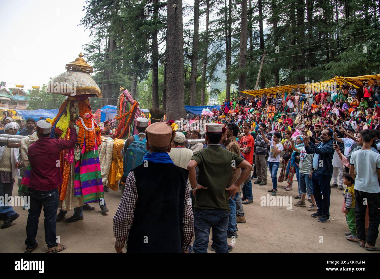 Procession of the Goddess Hadimba Devi festival at Dhungri forest ...