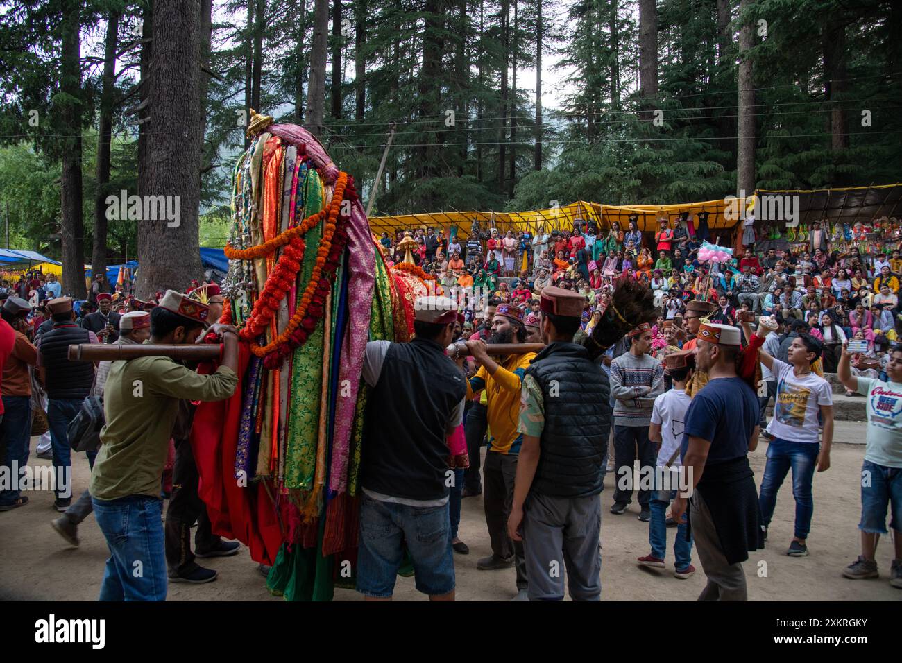 Procession of the Goddess Hadimba Devi festival at Dhungri forest ...