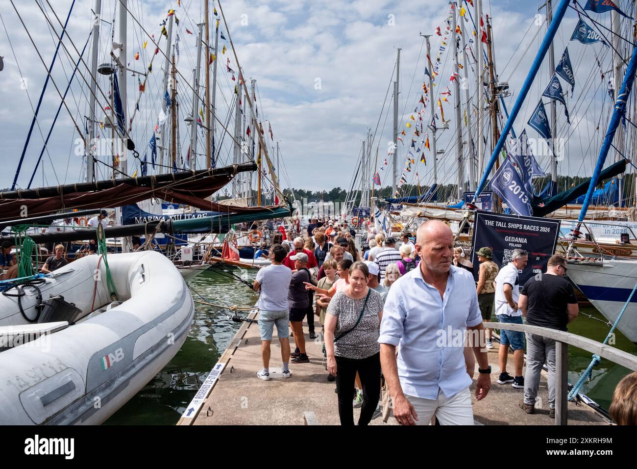MARIEHAMN, ÅLAND, FINLAND - JULY 24 2024: Visitors wander among and ...