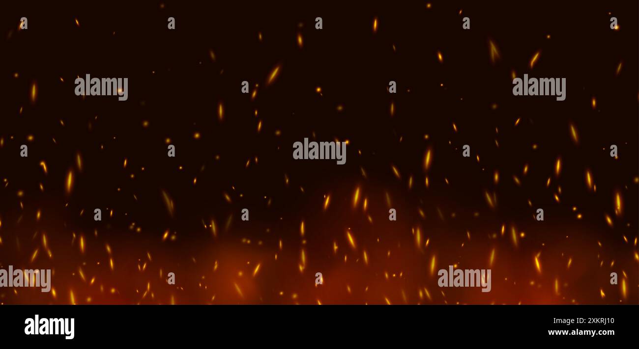 Flame with sparks, fire with flying cinder, abstract glowing embers ...