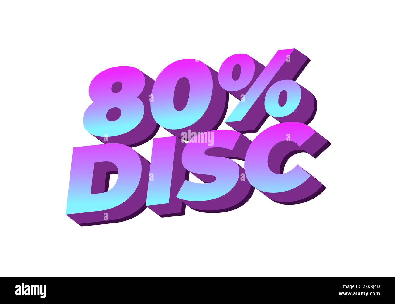 80 percent discount. Text effect design in good colors and 3D style ...