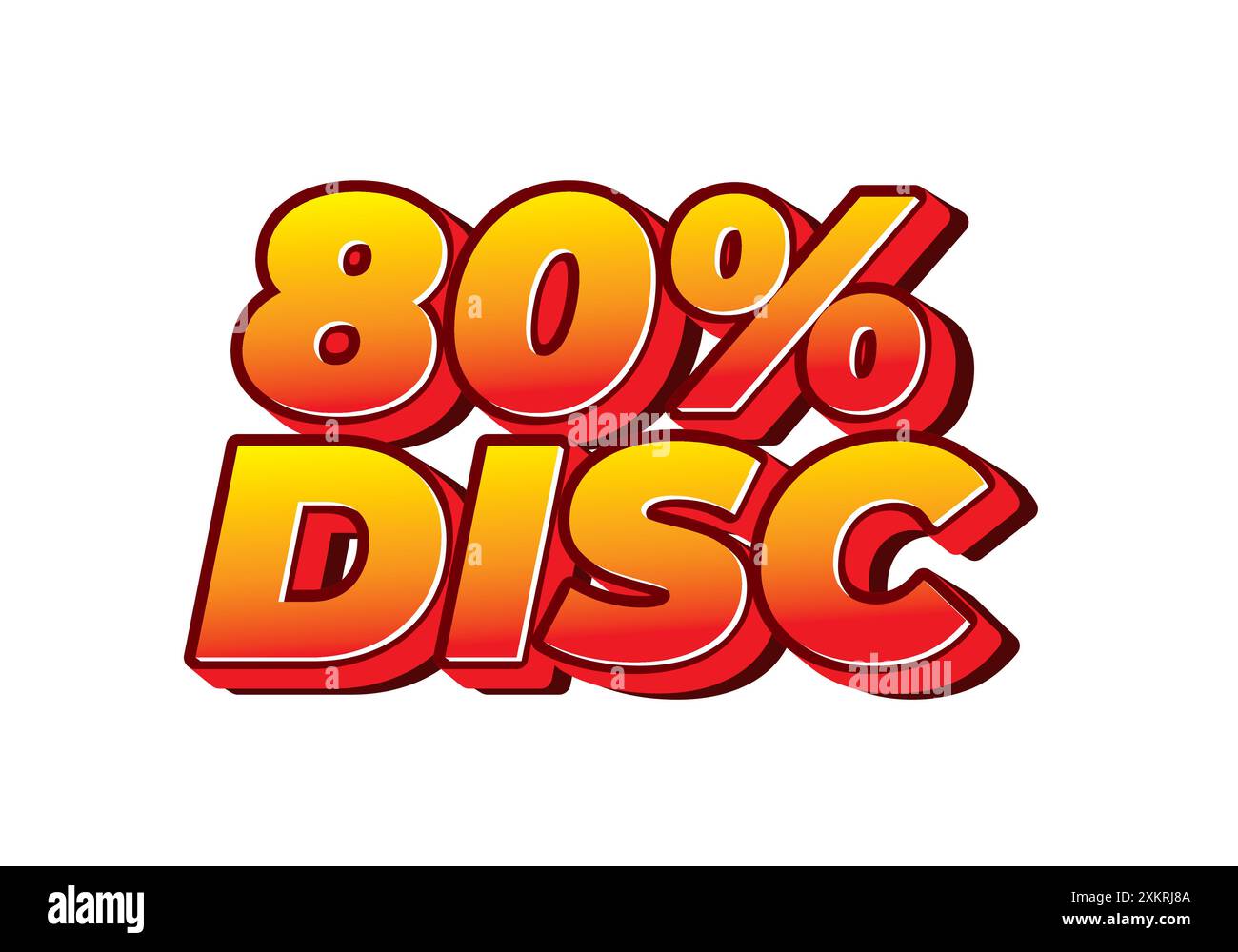 80 percent discount. Text effect design in good colors and 3D style ...