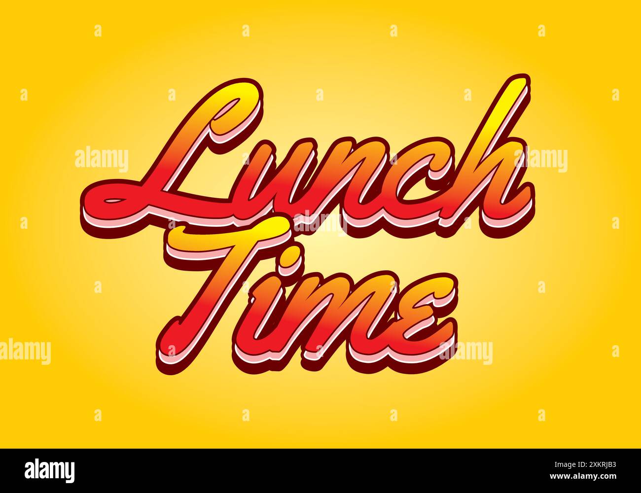 Lunch time. Text effect design in 3D style with good colors Stock ...
