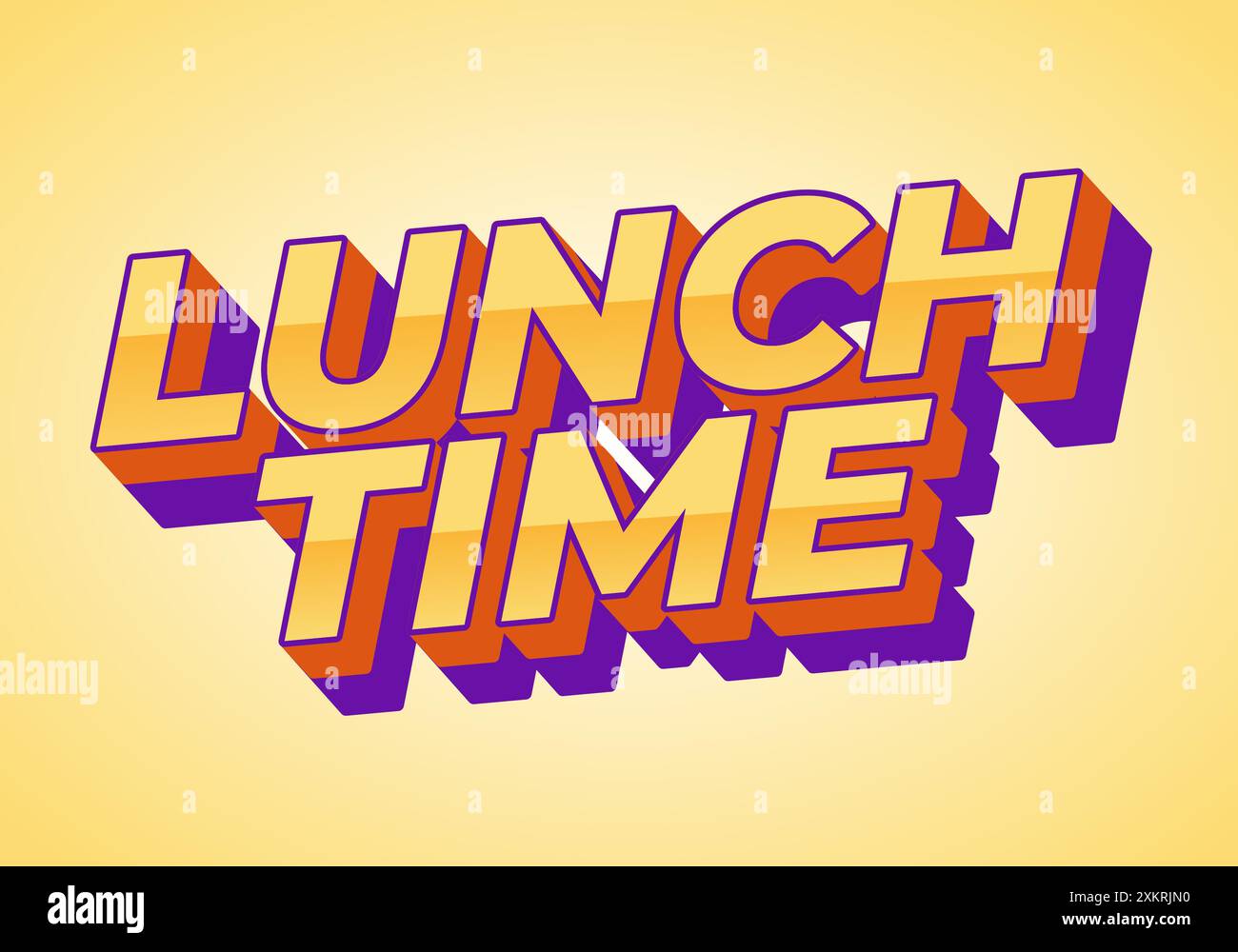 Lunch time. Text effect design in 3D style with good colors Stock ...