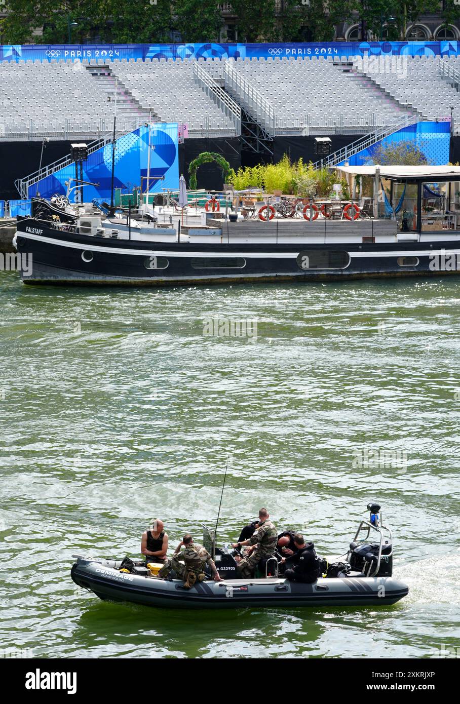 A French bomb squad on the river Seine, Paris. The Opening Ceremony of ...