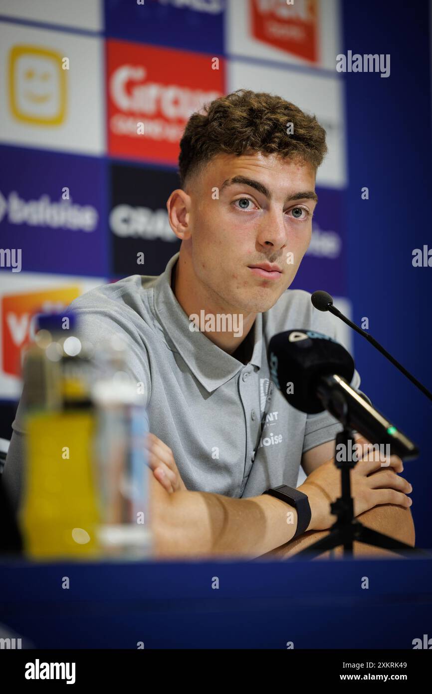 Gent, Belgium. 24th July, 2024. Gent's new player Mathias Delorge ...
