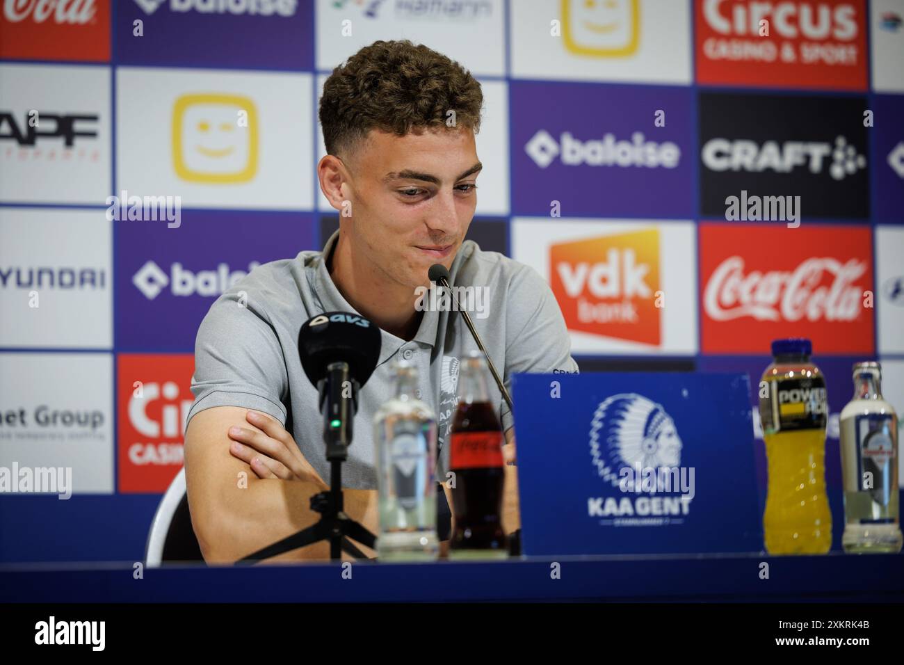 Gent, Belgium. 24th July, 2024. Gent's new player Mathias Delorge ...