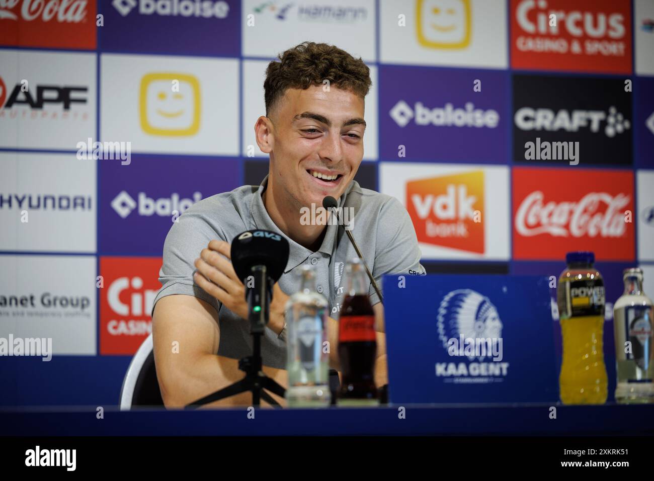 Gent, Belgium. 24th July, 2024. Gent's new player Mathias Delorge ...
