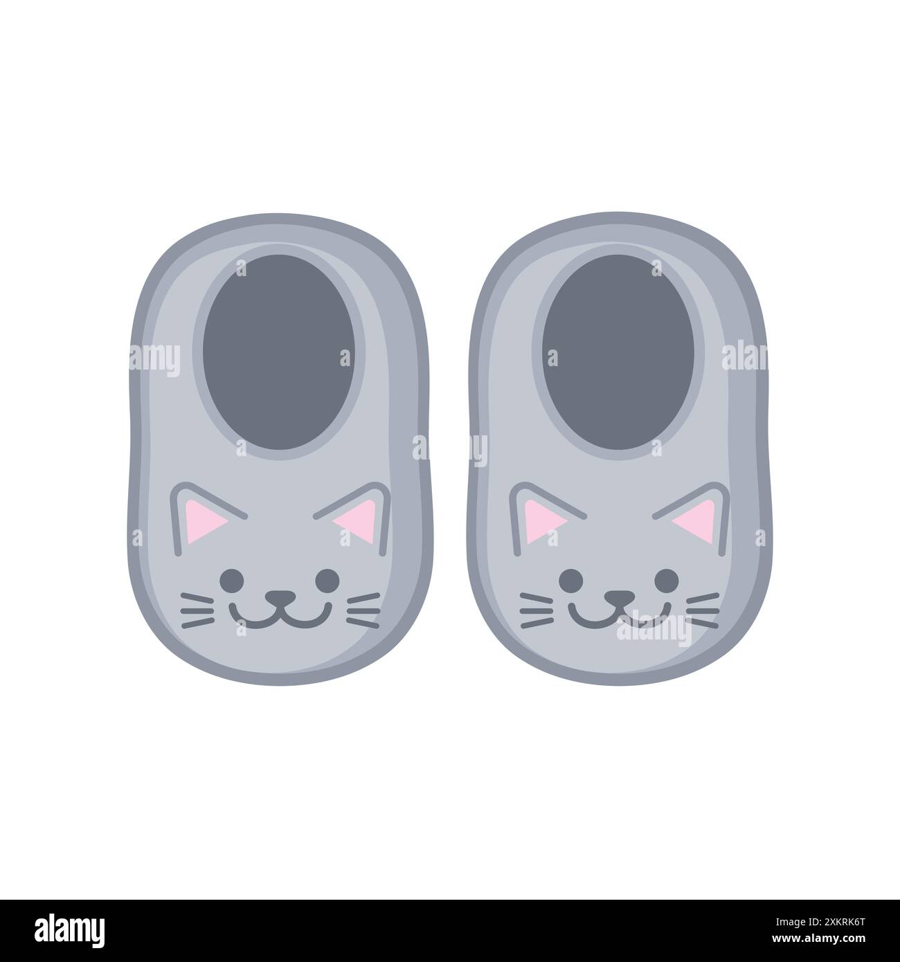 Cute cat slippers. House slippers with kitty face. Vector illustration ...