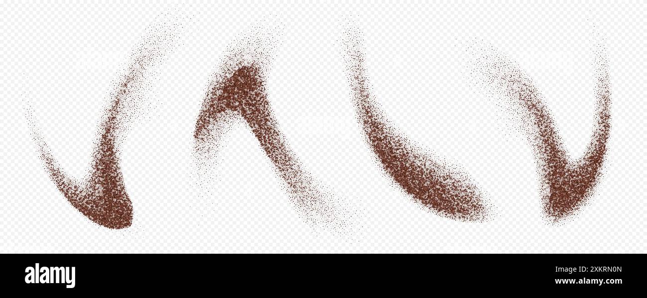 Flying coffee or chocolate powder, dust particles in motion, ground ...