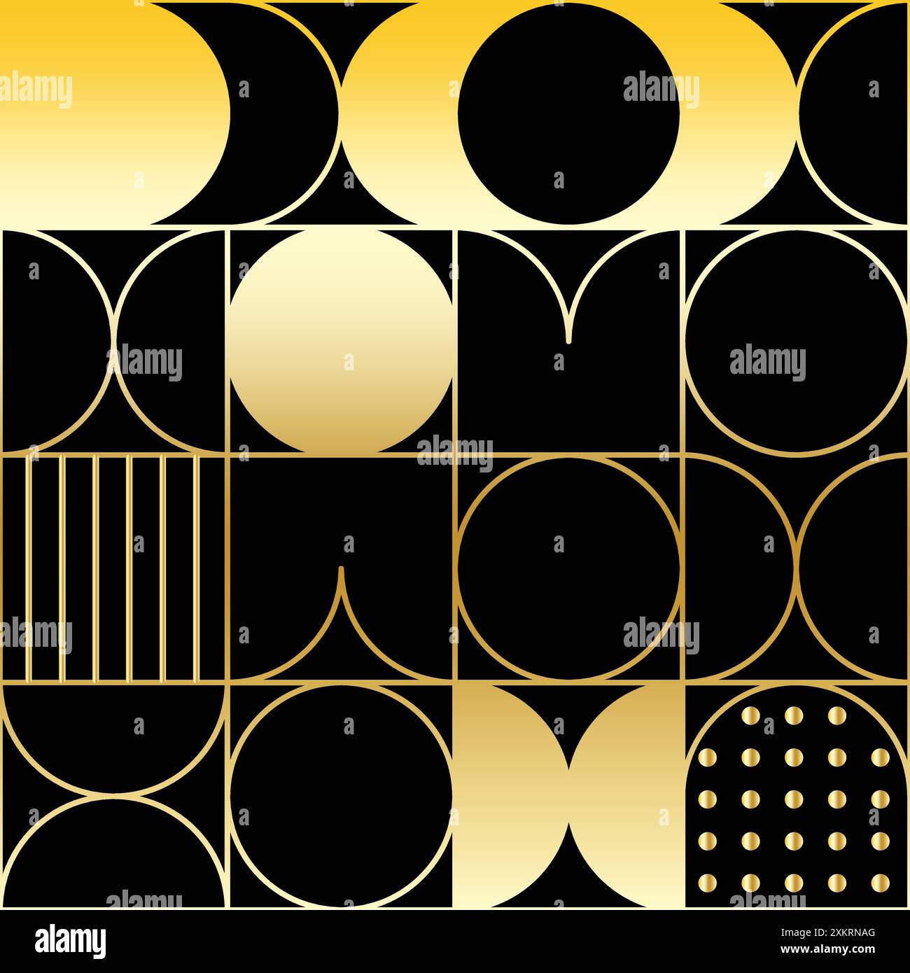Abstract geometric pattern. Black and gold. Various shapes. Vector ...