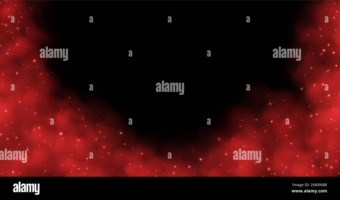 Red magic smoke with stars and sparkles, fog with glowing particles ...