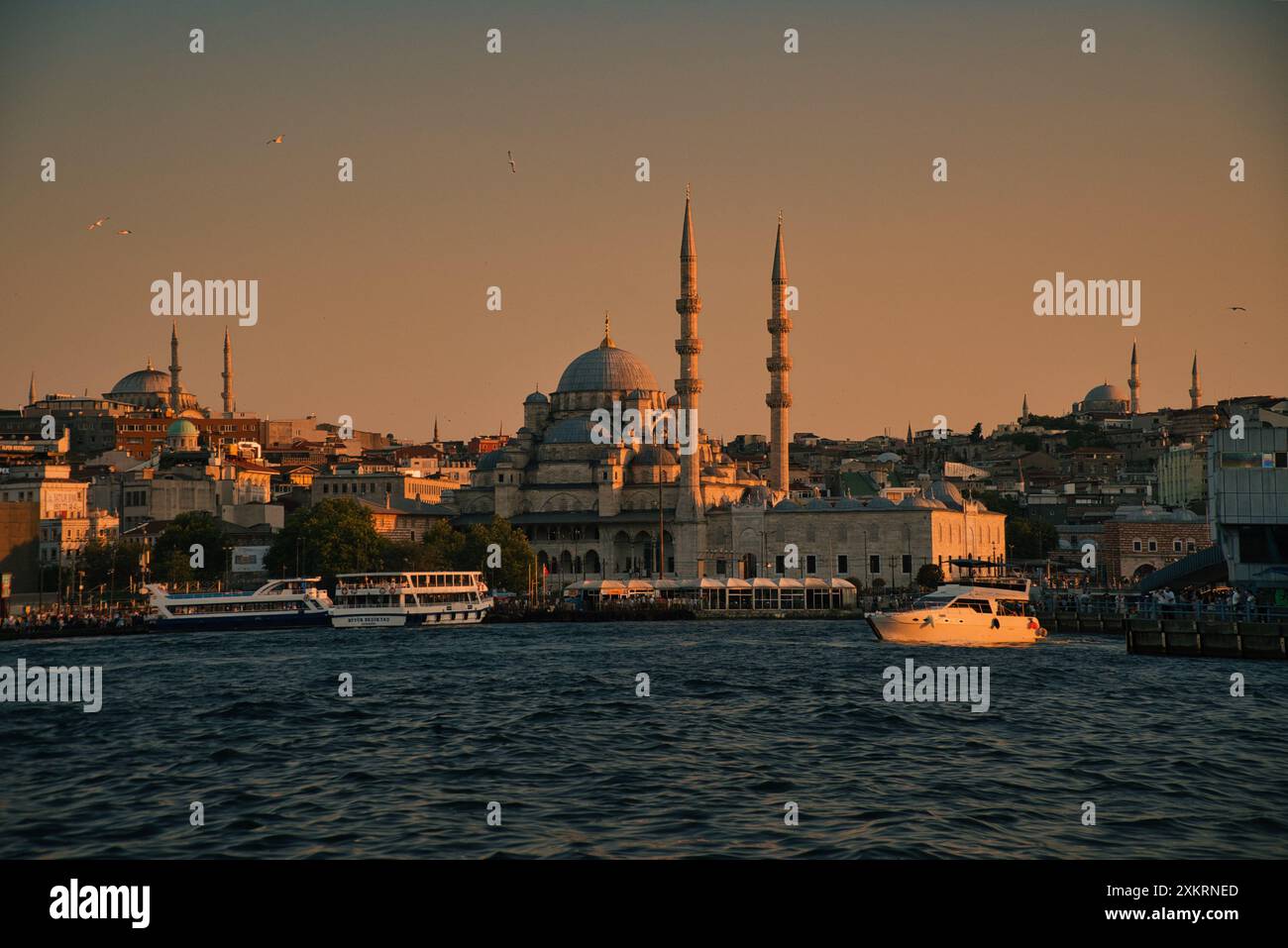 Panoramic view on the Blue mosque of Istanbul or Sultanahmet, historic ...