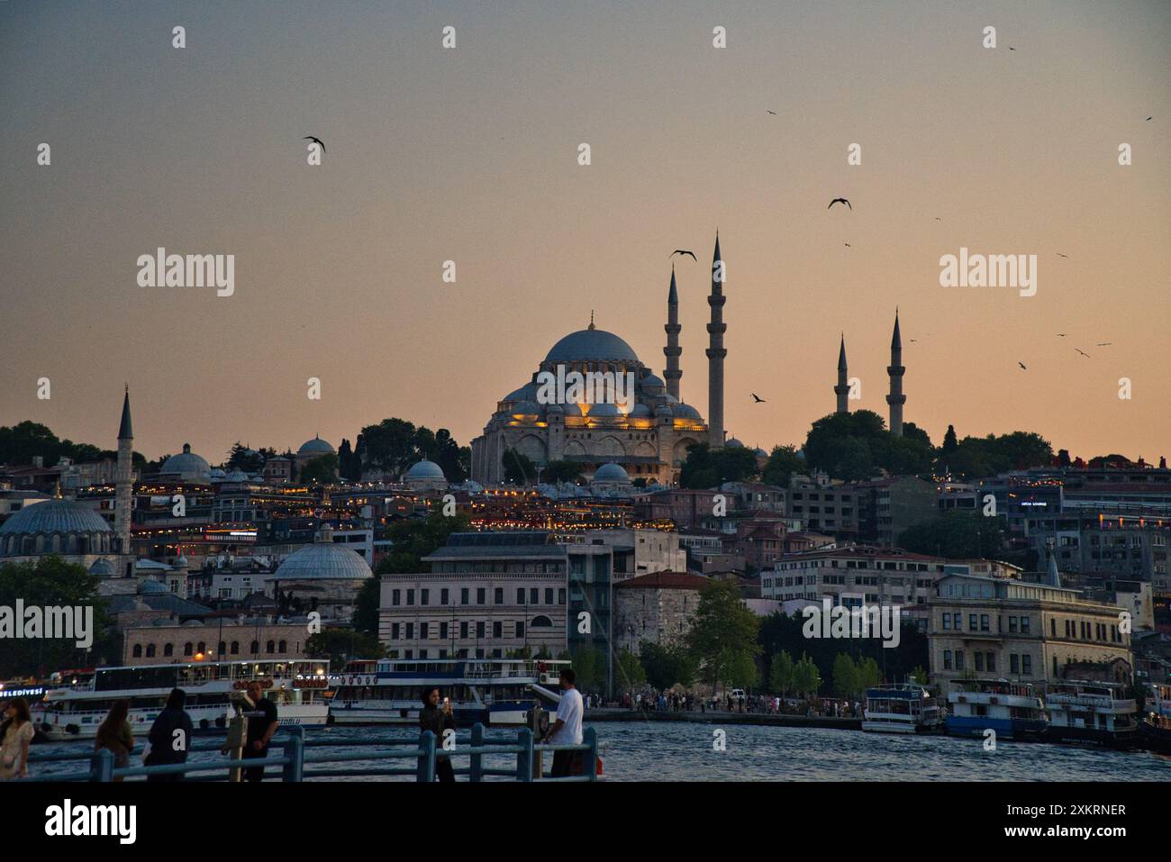 Panoramic view on the Blue mosque of Istanbul or Sultanahmet, historic ...