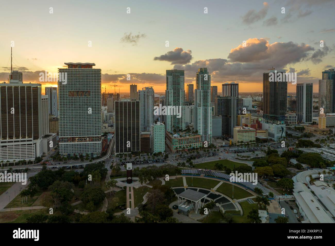 Aerial view of downtown district of of Miami Brickell in Florida, USA ...