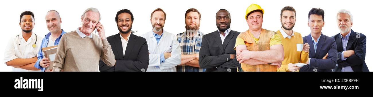 Panorama portrait montage of many men from different generations at ...