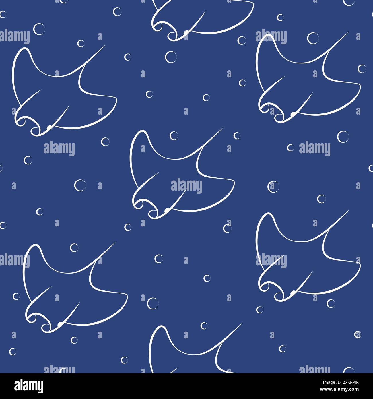 Cute sea and ocean cartoon stingray sketch pattern. Seamless pattern ...