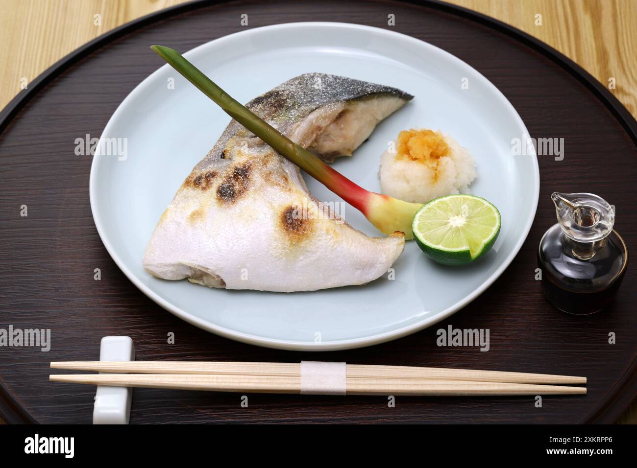 Buri kama shioyaki ( salt-grilled yellowtail collar ), Japanese cuisine ...