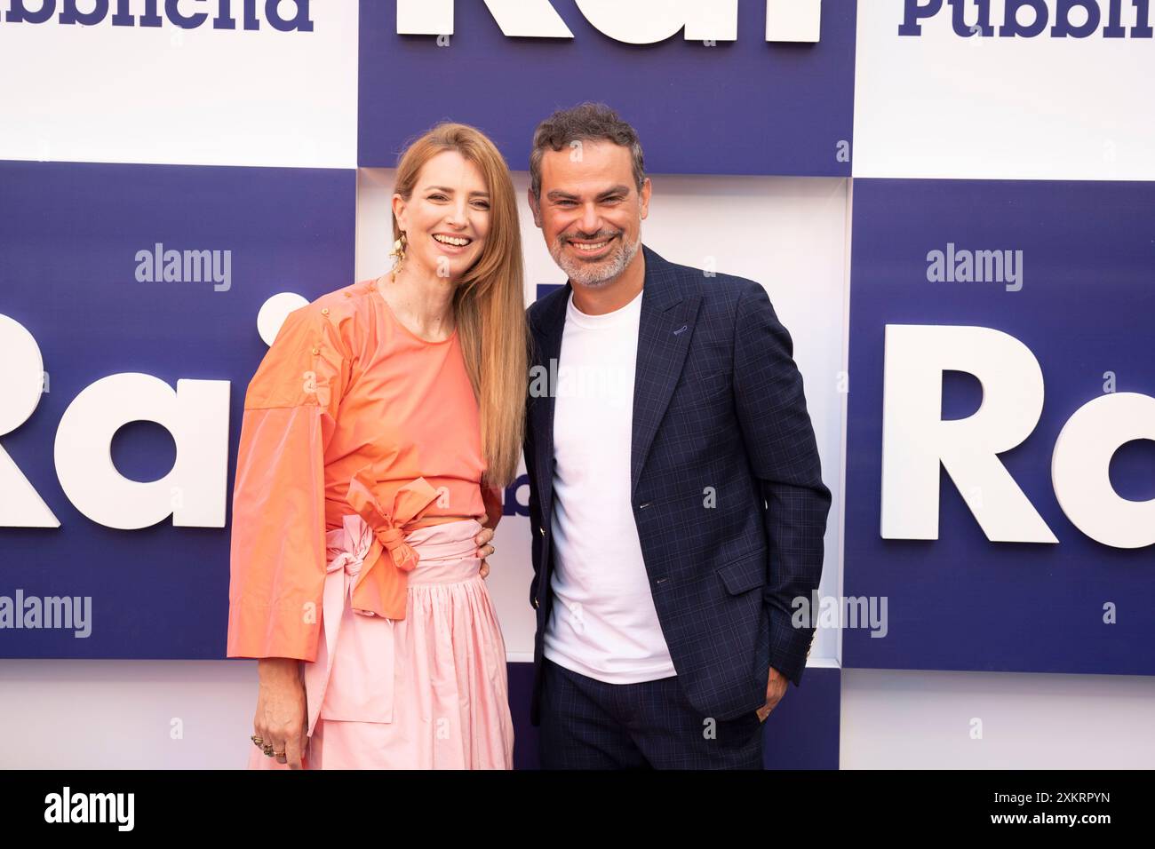 Carolina Di domenico and Andrea Perroni attend the Palinsesti Rai 2024/ ...