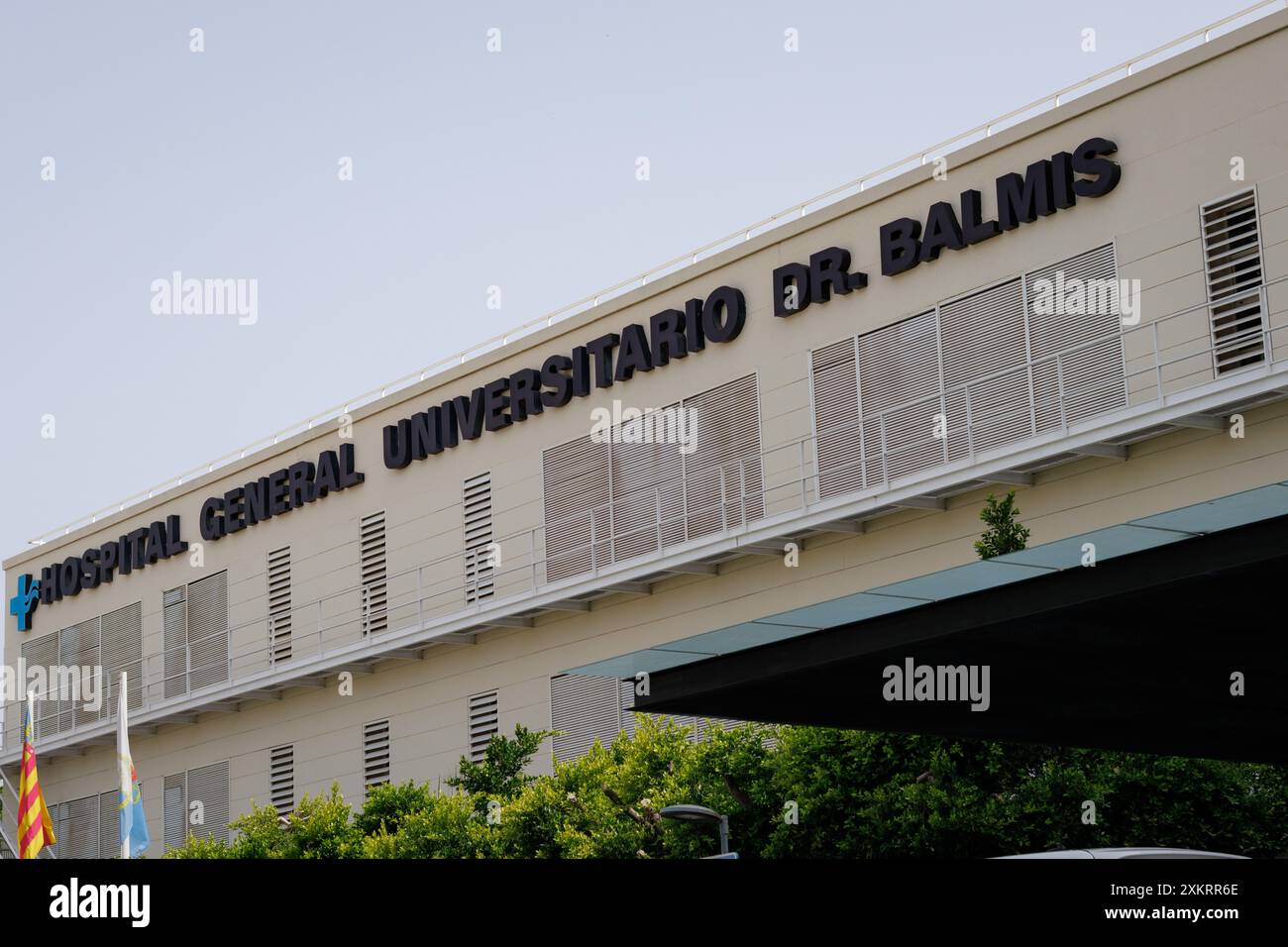 Alicante, Spain, 07-18-2024; Facade of the General University Hospital ...