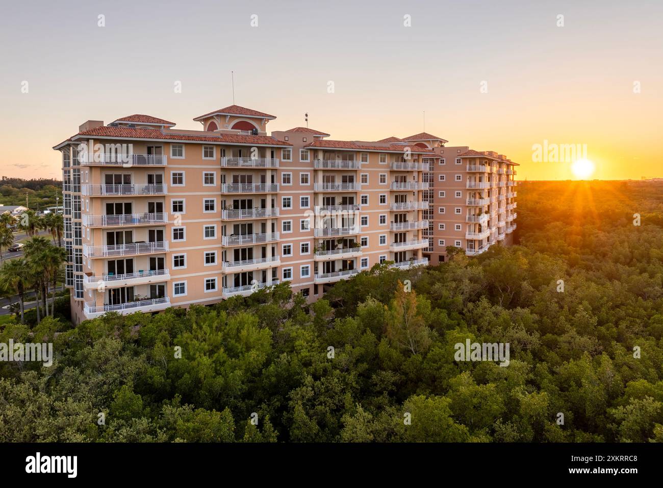 Apartment building with tropical wetlands view in Florida rural area ...
