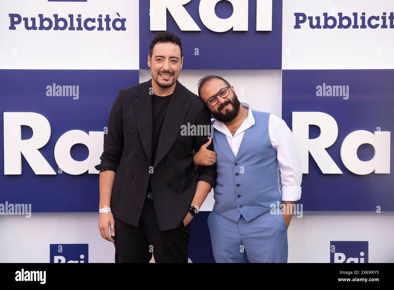 Ciro Priello (L) and Fabio Balsamo (R) attend the Palinsesti Rai 2024/ ...