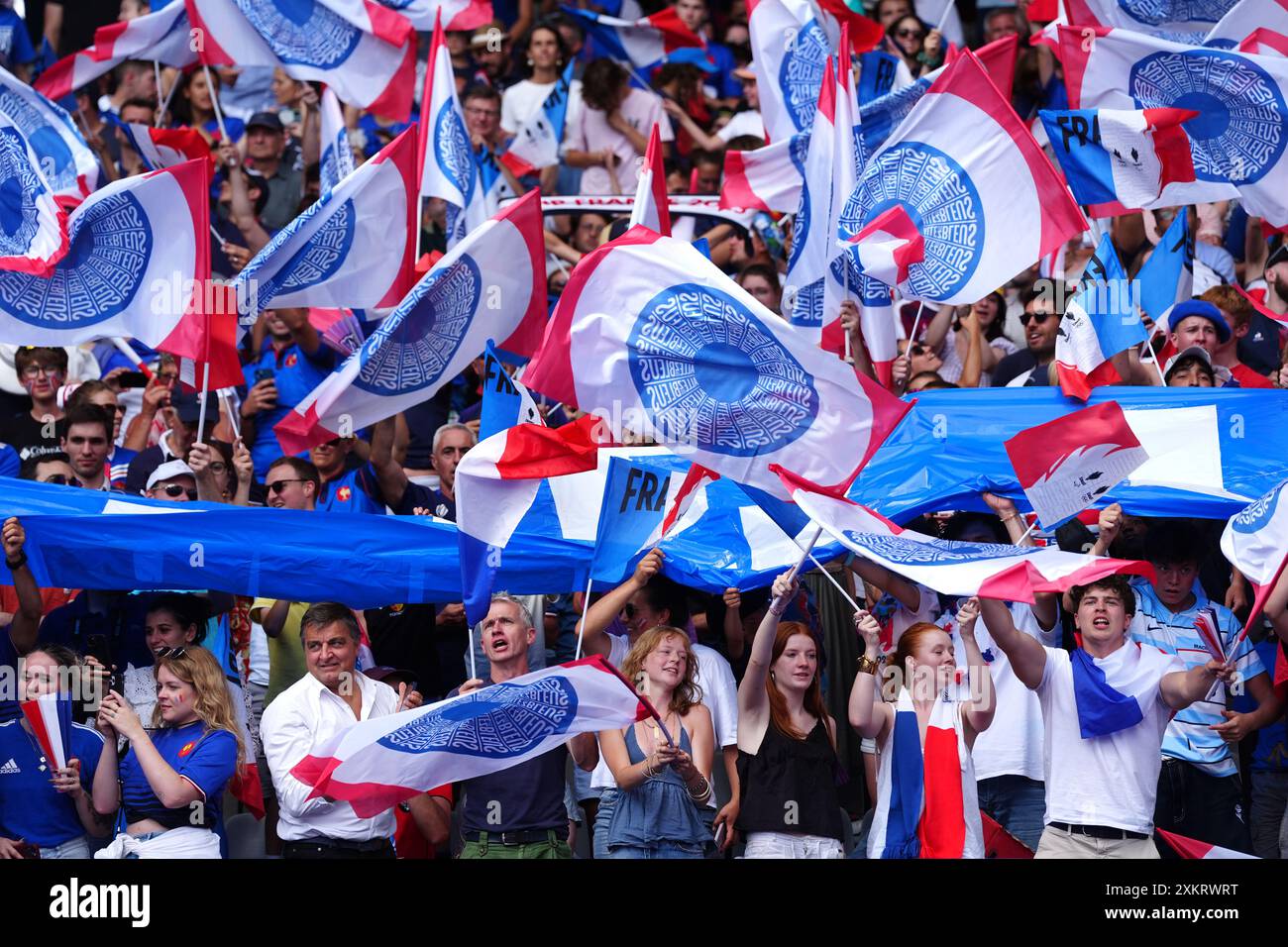 France fans during the rugby sevens match against the United States at ...