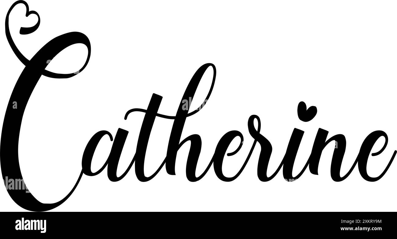 Catherine - black color - word name written with hearts - Vector ...