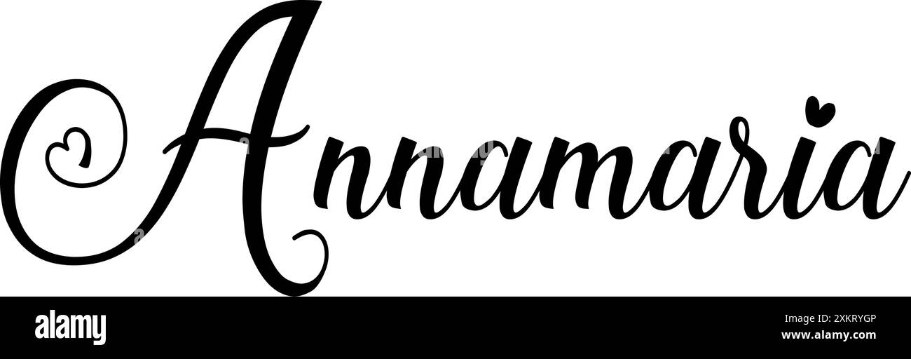 Annamaria - black color - word name written with hearts - Vector ...