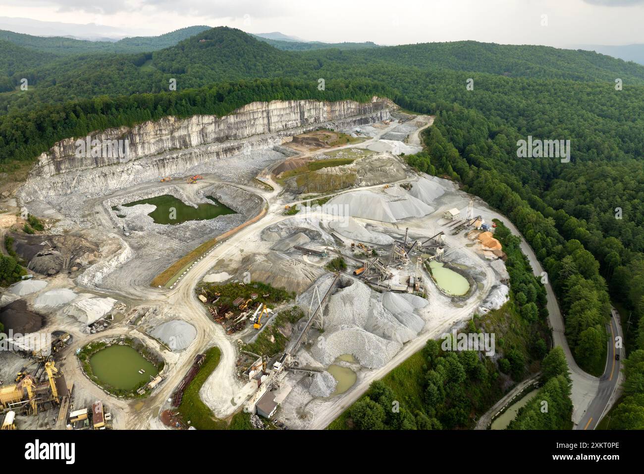 Limestone quarry at industrial open-pit mining site In North Carolina ...